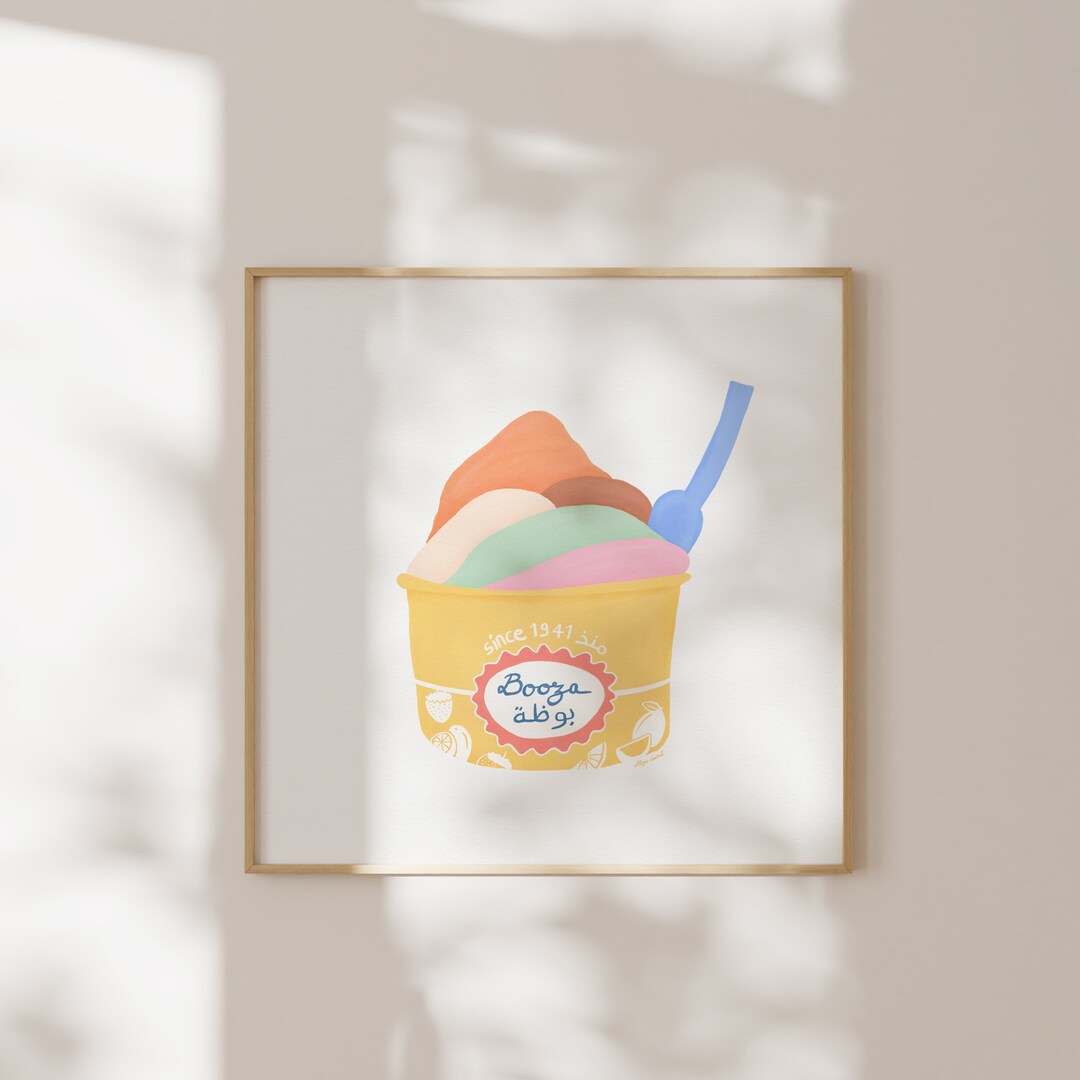 Booza Art Print - Palestinian Art, Arabic Ice Cream Art - Etsy