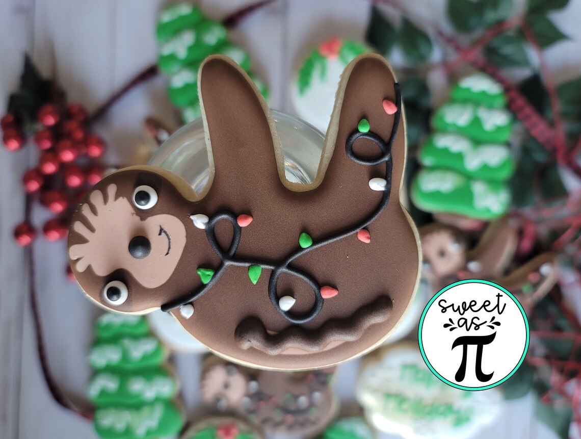 Sloth Christmas Cookies Decorated Sugar Cookies - Etsy