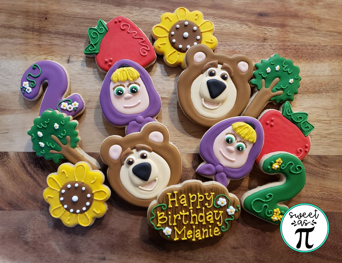 Masha & the Bear Themed Sugar Cookies Decorated Sugar | Etsy