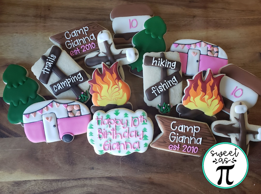 Camping Birthday Sugar Cookies: Campfire, S'mores, and Trailers - Etsy