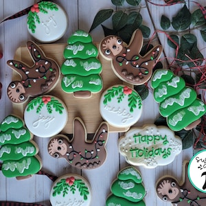Sloth Christmas Cookies - Decorated Sugar Cookies - Etsy