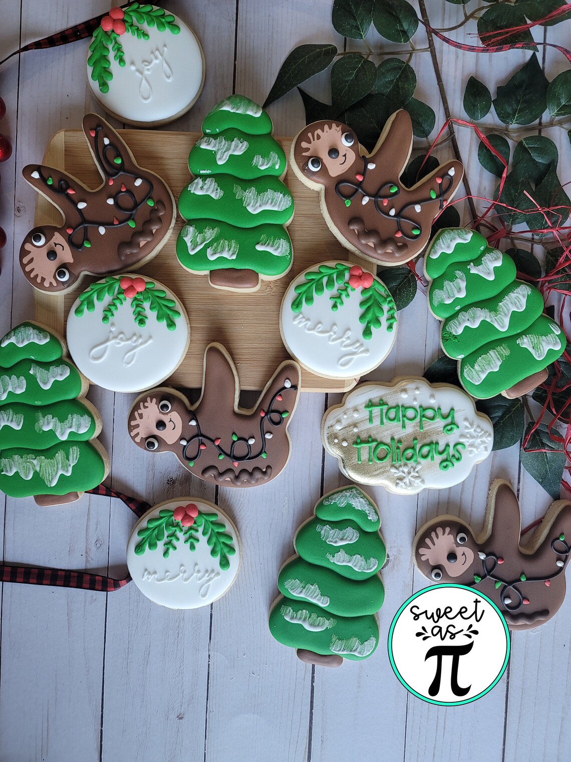 Sloth Christmas Cookies Decorated Sugar Cookies - Etsy