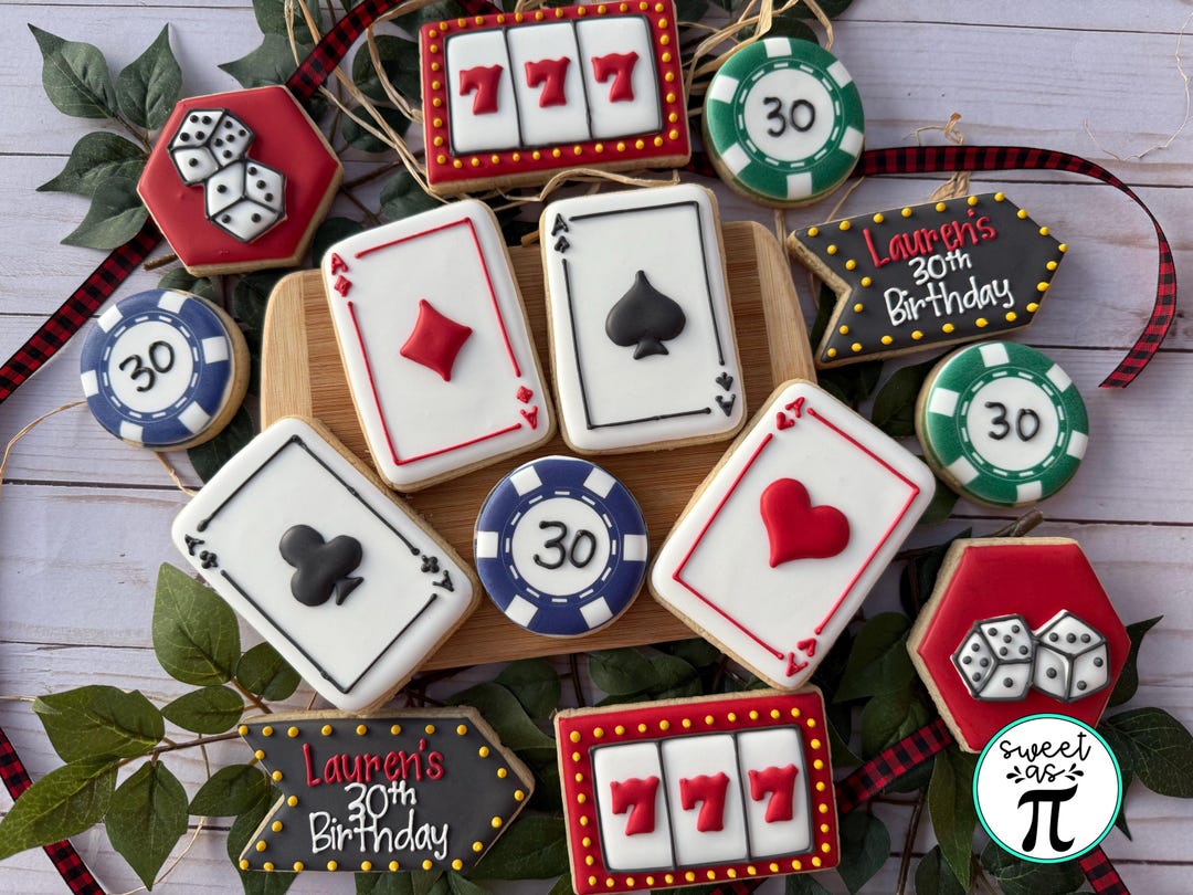 Casino Theme Decorated Sugar Cookies: Poker Night Party Favors - Etsy