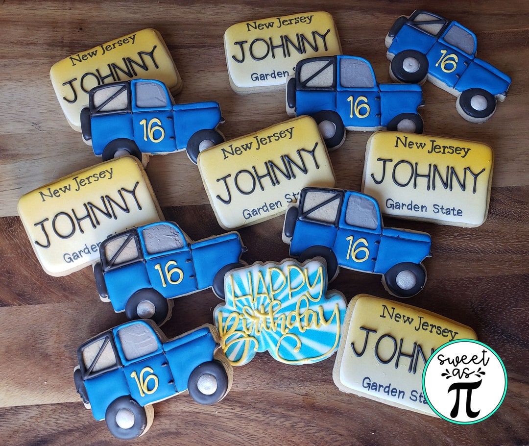 Driving Themed Birthday Sugar Cookies - Decorated Sugar Cookies - Etsy