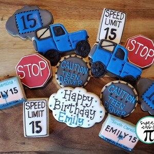 Driving Themed Birthday Sugar Cookies Decorated Sugar - Etsy