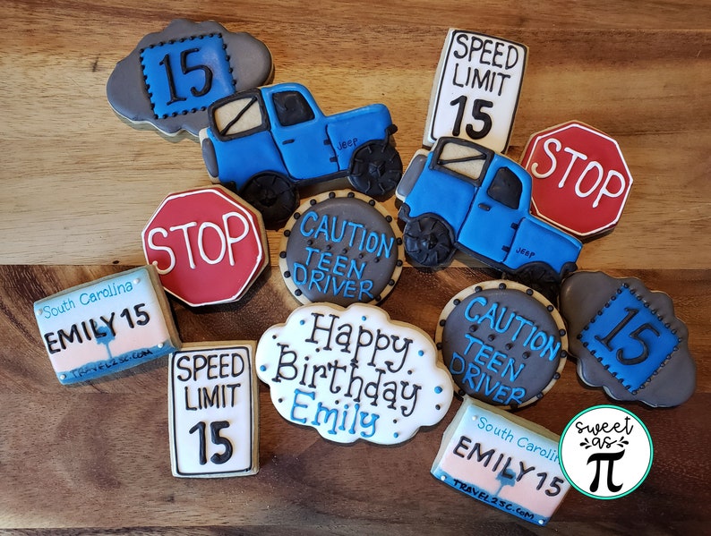 Driving Themed Birthday Sugar Cookies Decorated Sugar - Etsy