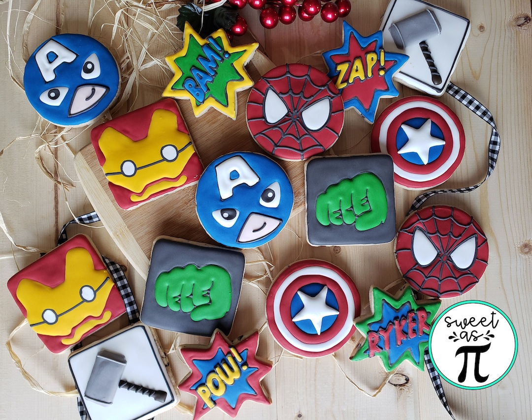 Superhero Themed Birthday Sugar Cookies - Decorated Sugar Cookies - Etsy