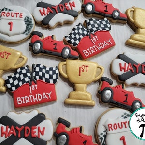 Race Car Birthday Sugar Cookies: Personalized Name Plaque - Etsy