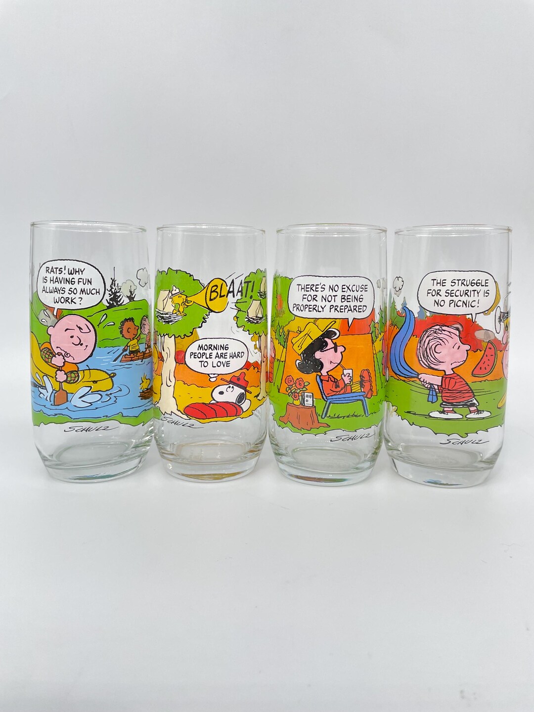 Vintage Camp Snoopy Peanuts Glasses Set of 4 - Etsy