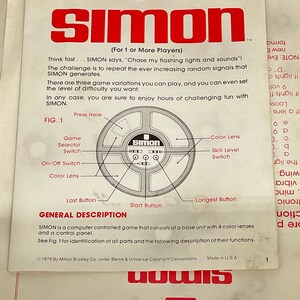 Vintage Simon Game Complete in Box - Etsy