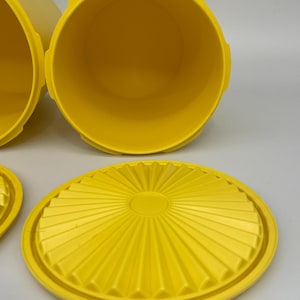 Vintage Tupperware - Yellow With Silver Design - Etsy