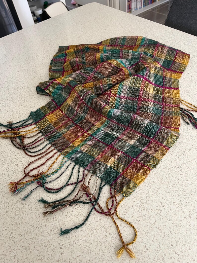 Handwoven Colourful Plaid Scarf in Luxurious Silk and Bluefaced ...