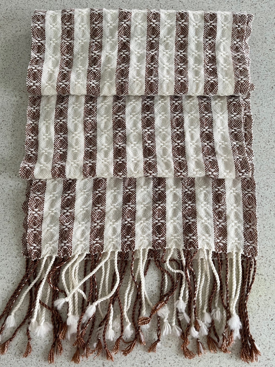 Handwoven Copper and White Striped Merino, Blue-faced Leicester, and ...