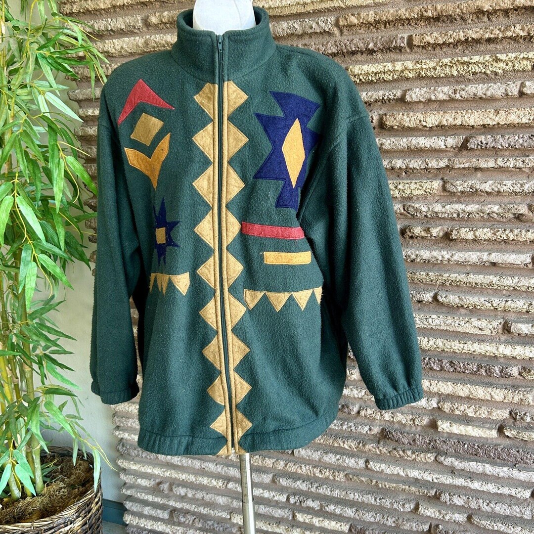 Rafael Vintage Aztec Print Full Zip Casual Jacket Size Large - Etsy