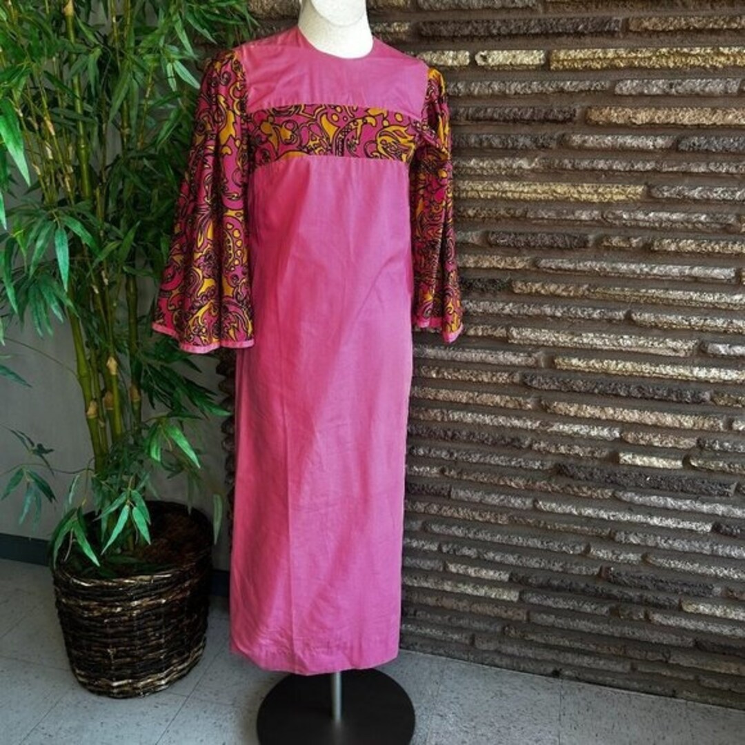 Baba Kea Honolulu Vintage 60s Hawaiian Pink Psychedelic Bell Sleeve ...