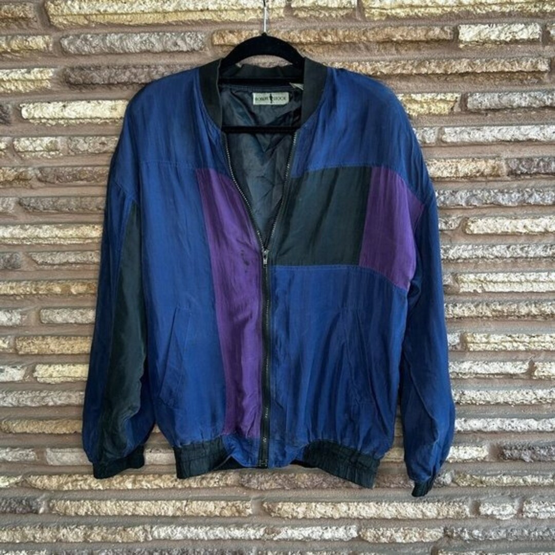 Robert Stock Vintage Men's 100% Silk Colorbock Bomber Jacket - Etsy