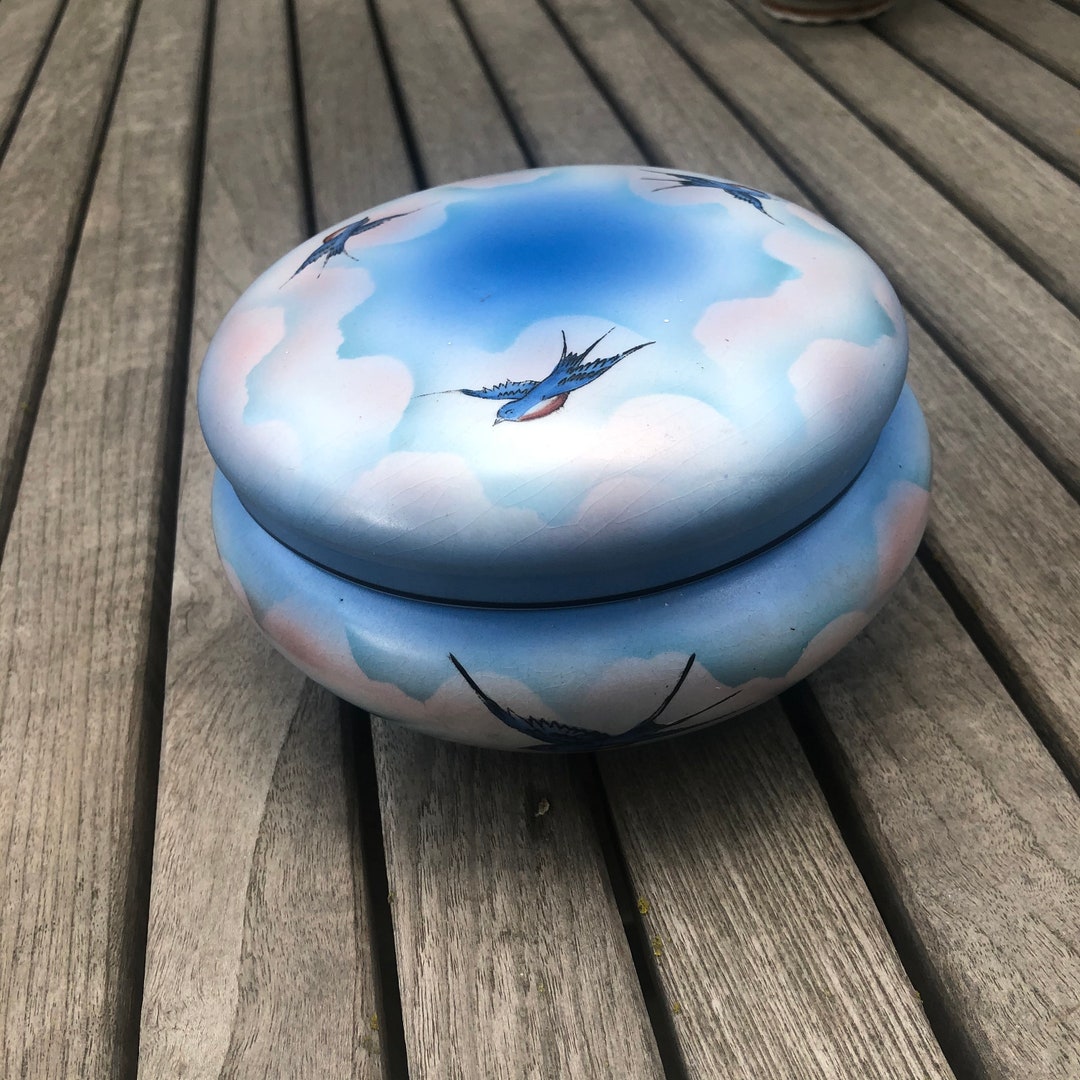 Vintage English Palissy Blue Bird, Early Bird Porcelain Powder Jar - Etsy