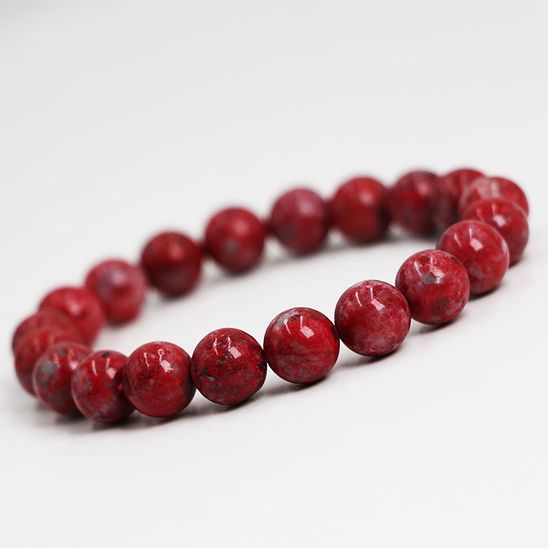 9mm 7A Natural Premium Cinnabar Bracelet Cinnabar Stone Healing ...