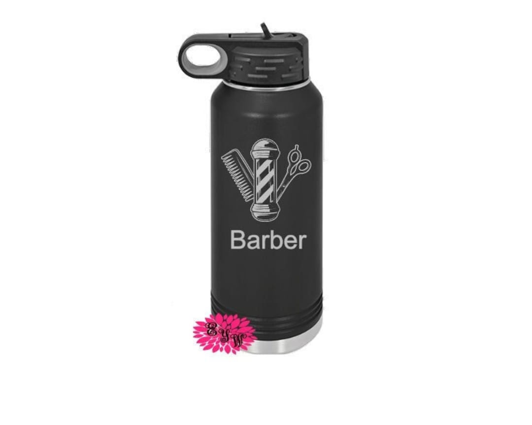 Engraved Water Bottle, Barber Etched Water Bottle W/ Straw, 4 SIZES ...