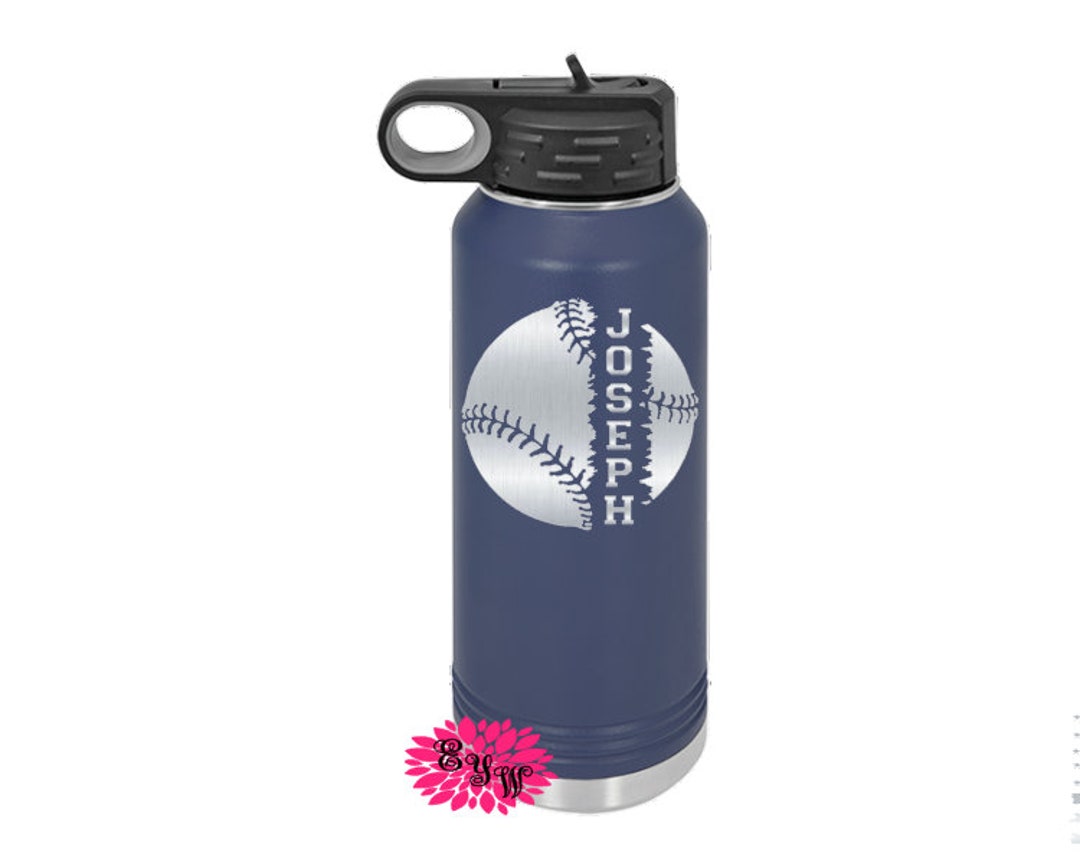 Baseball Water Bottle, Engraved Water Bottle With Straw, 4 SIZES ...