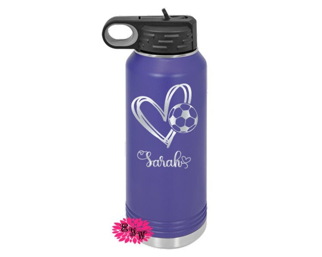 Soccer Water Bottle, Engraved Soccer Water Bottle With Straw, 4 SIZES ...