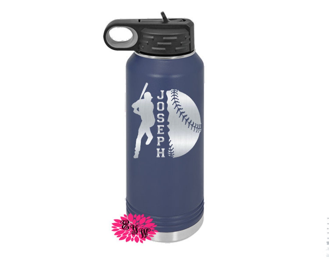Baseball Water Bottle, Engraved Water Bottle With Straw, 4 SIZES ...