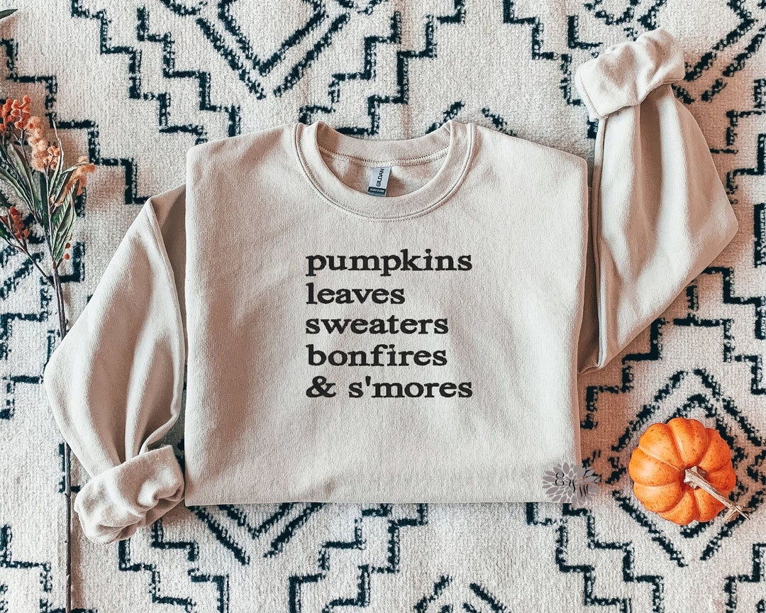 Fall Embroidered Sweatshirt, Pumpkins, Leaves, Sweaters, Bonfires Fall ...