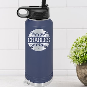 Baseball Water Bottle, Engraved Water Bottle With Straw, 4 SIZES ...
