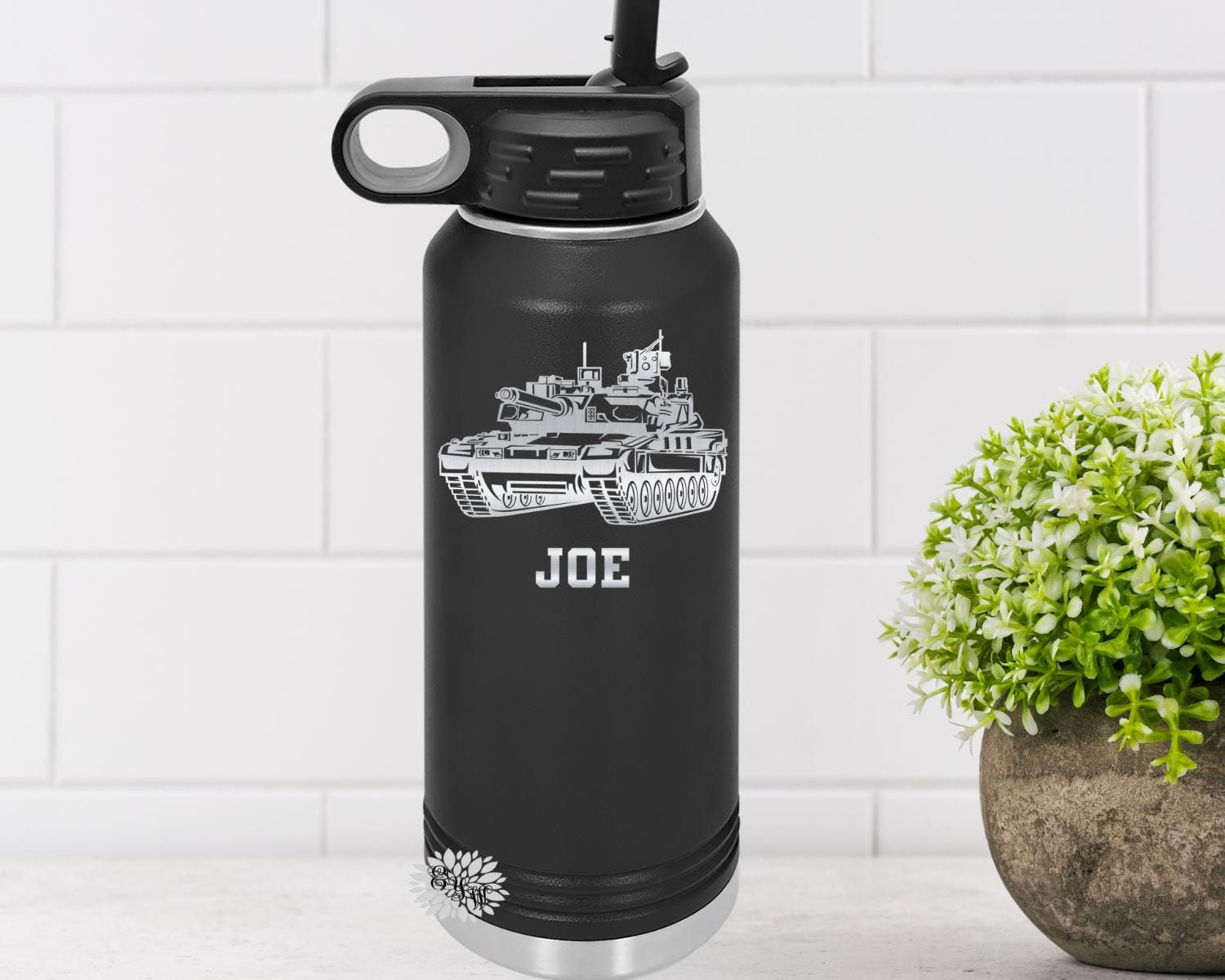 War Tank Water Bottle, Personalized Military War Tank Water Bottle With ...