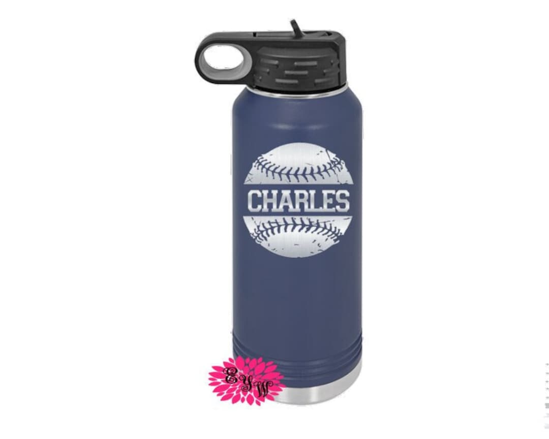 Baseball Water Bottle, Engraved Water Bottle With Straw, 4 SIZES ...