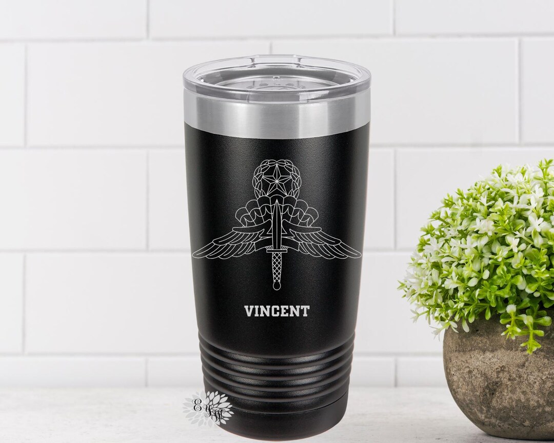 Engraved Tumbler, Free Fall Jumpmaster Badge Tumbler, Personalized ...