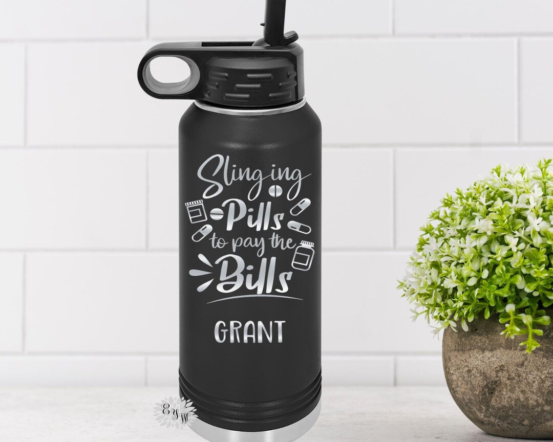 Engraved Water Bottle, Personalized Pharmacy Tech Water Bottle With ...