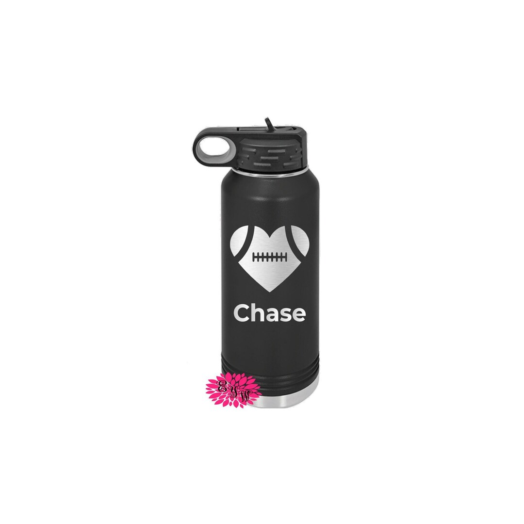 Sports Water Bottle, Personalized Football Water Bottle With Straw, 4 ...