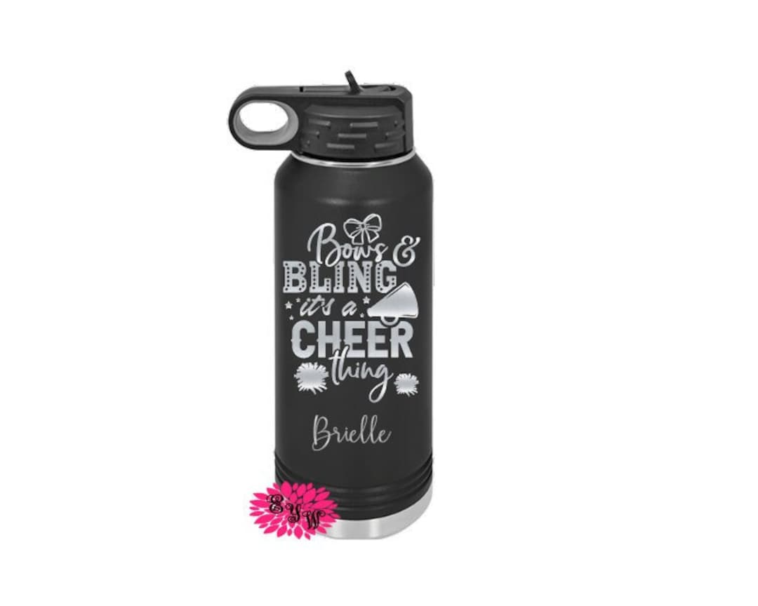 Cheerleader Bottle, Engraved Water Bottles, Bows & Bling It's A Cheer ...