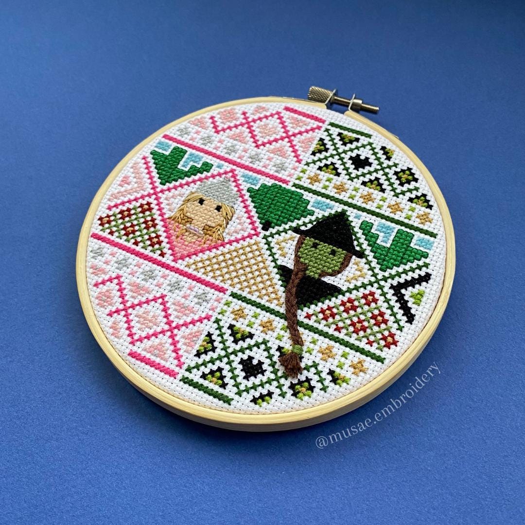 Wicked Inspired Cross-stitched Embroidery Loop - Etsy