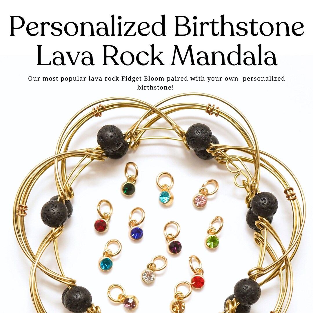 Birth Stone Lava Rock Decor, Personalized Handmade Jewelry, Flexible ...