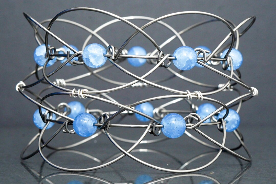 Geometrically Intertwined Wire Sphere, Bead-dazzled Stimming Toy, Fold ...