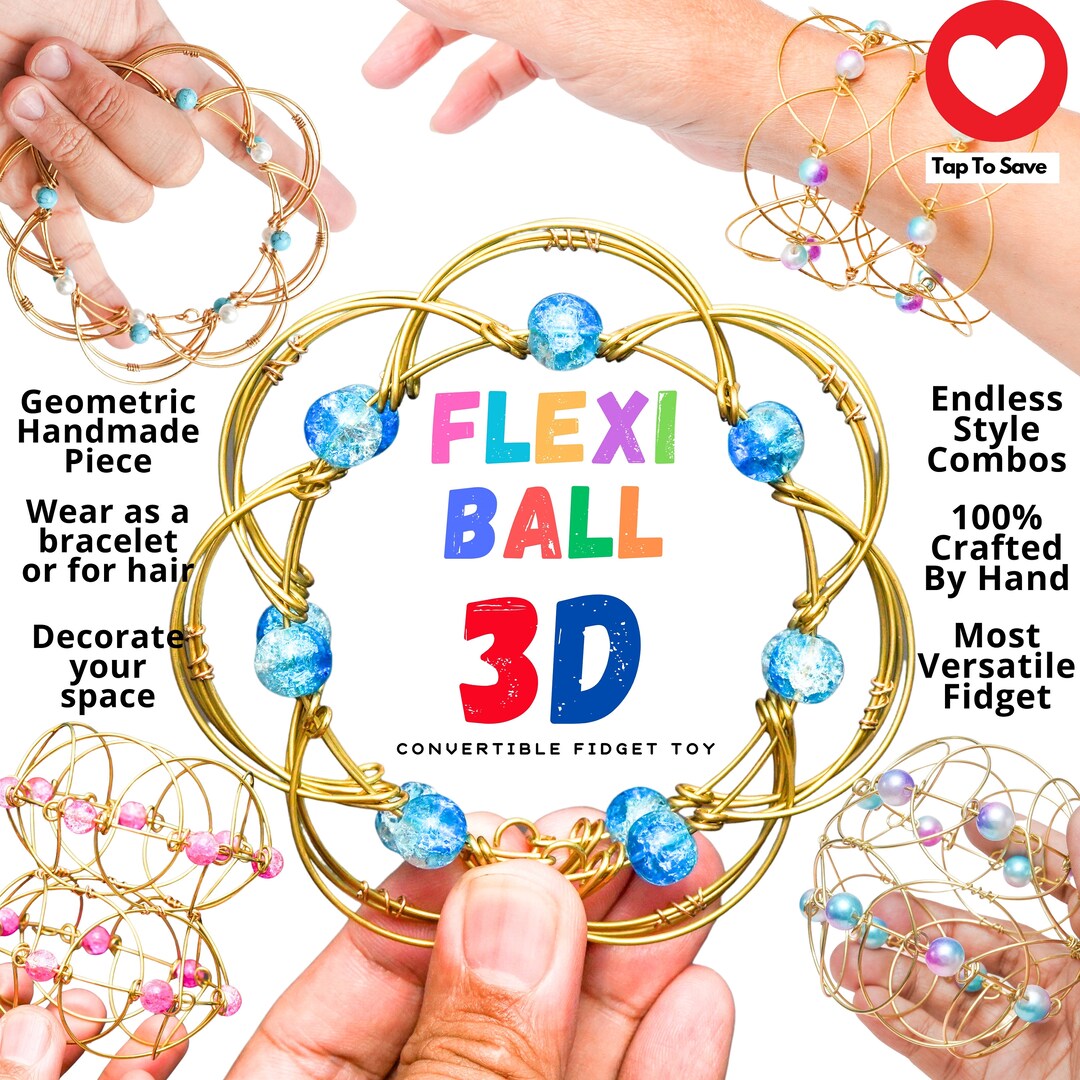3D Flexii Articulated Sphere Skeleton Orb Wire Design Desk Fidget Toy ...