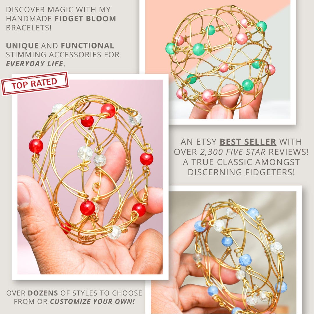 Functional Folding Fidget, 40 Colors, Wearable Stim Jewelry, Abstract ...