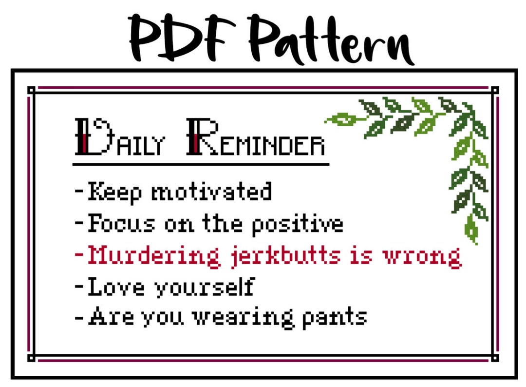 Cross Stitch PDF Pattern - 'daily Reminder' - Etsy