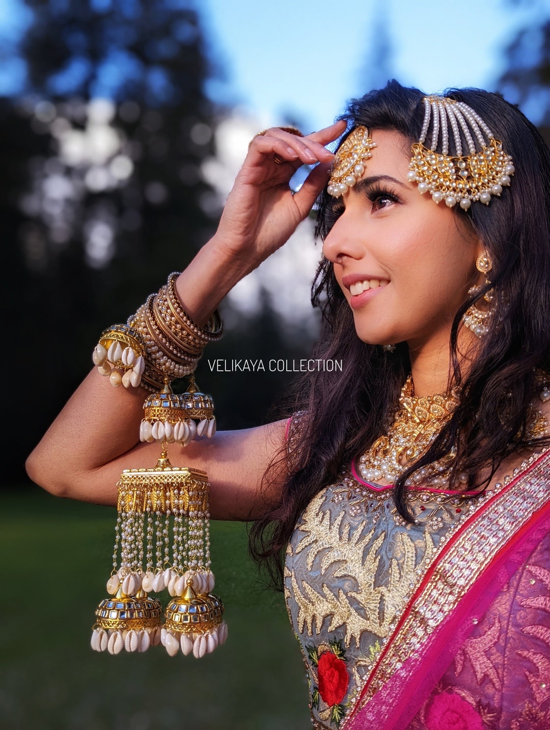 White Kaleera With Kada / Kundan Jadau Kaleere / Indian Kaleere / Pearl ...