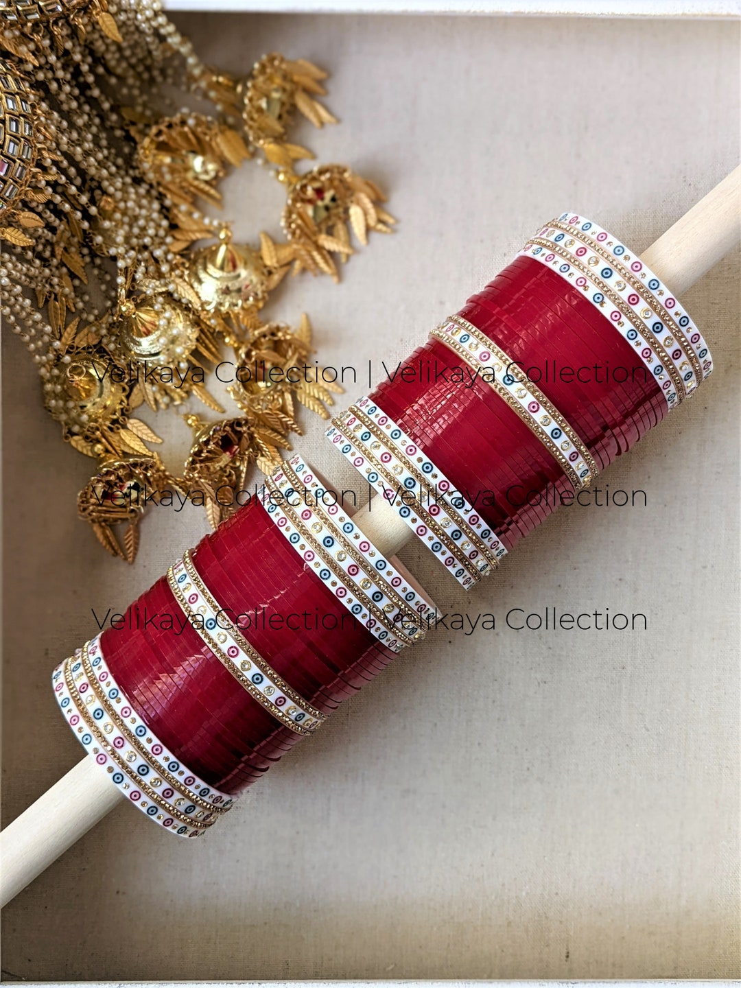 Red Chuda / Maroon Chooda / Dot Bangle Chuda / Punjabi Wedding Chuda ...