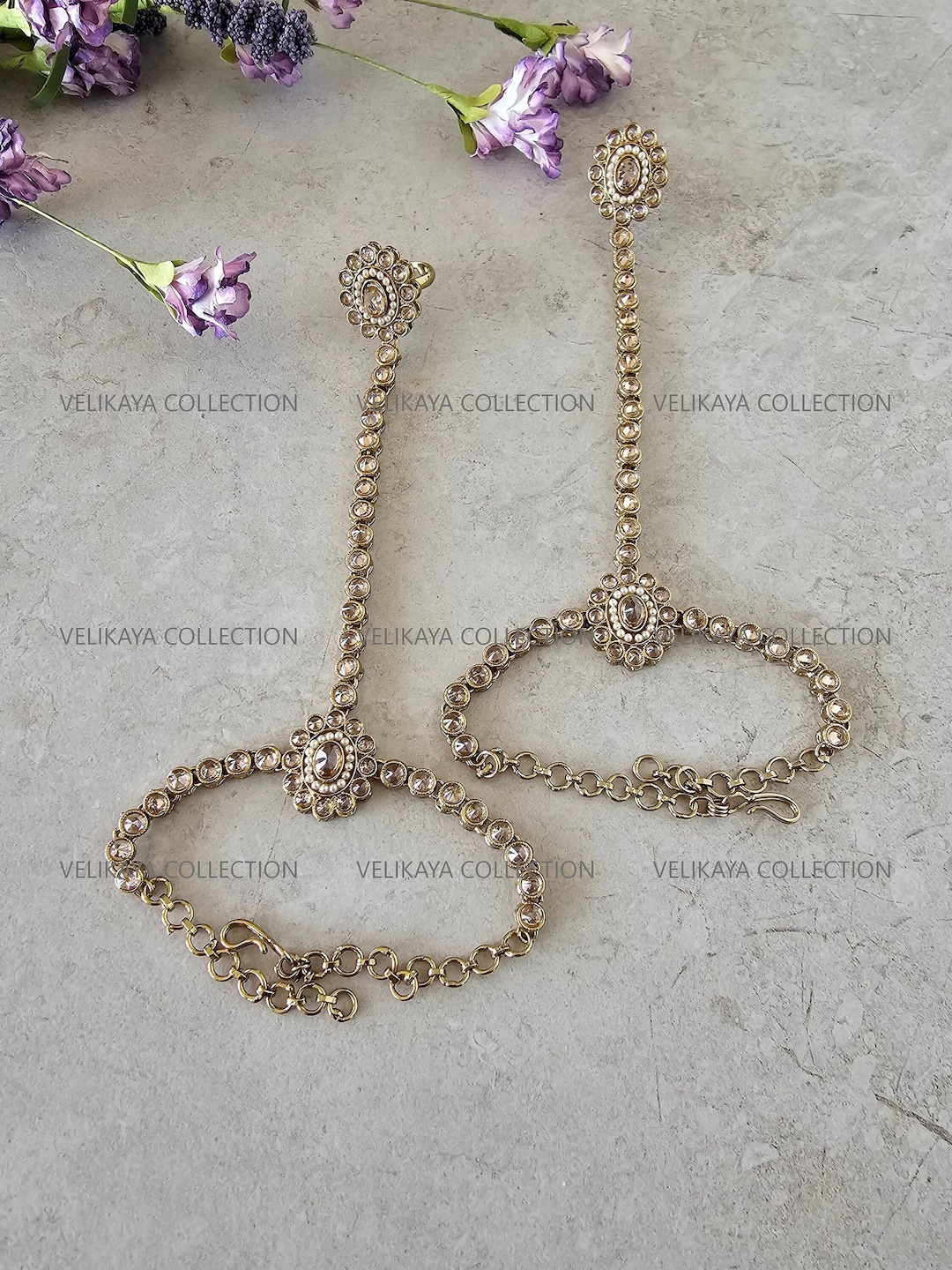 Bollywood Hand Harness / Polki Hathphool / Indian Wedding Bracelet ...