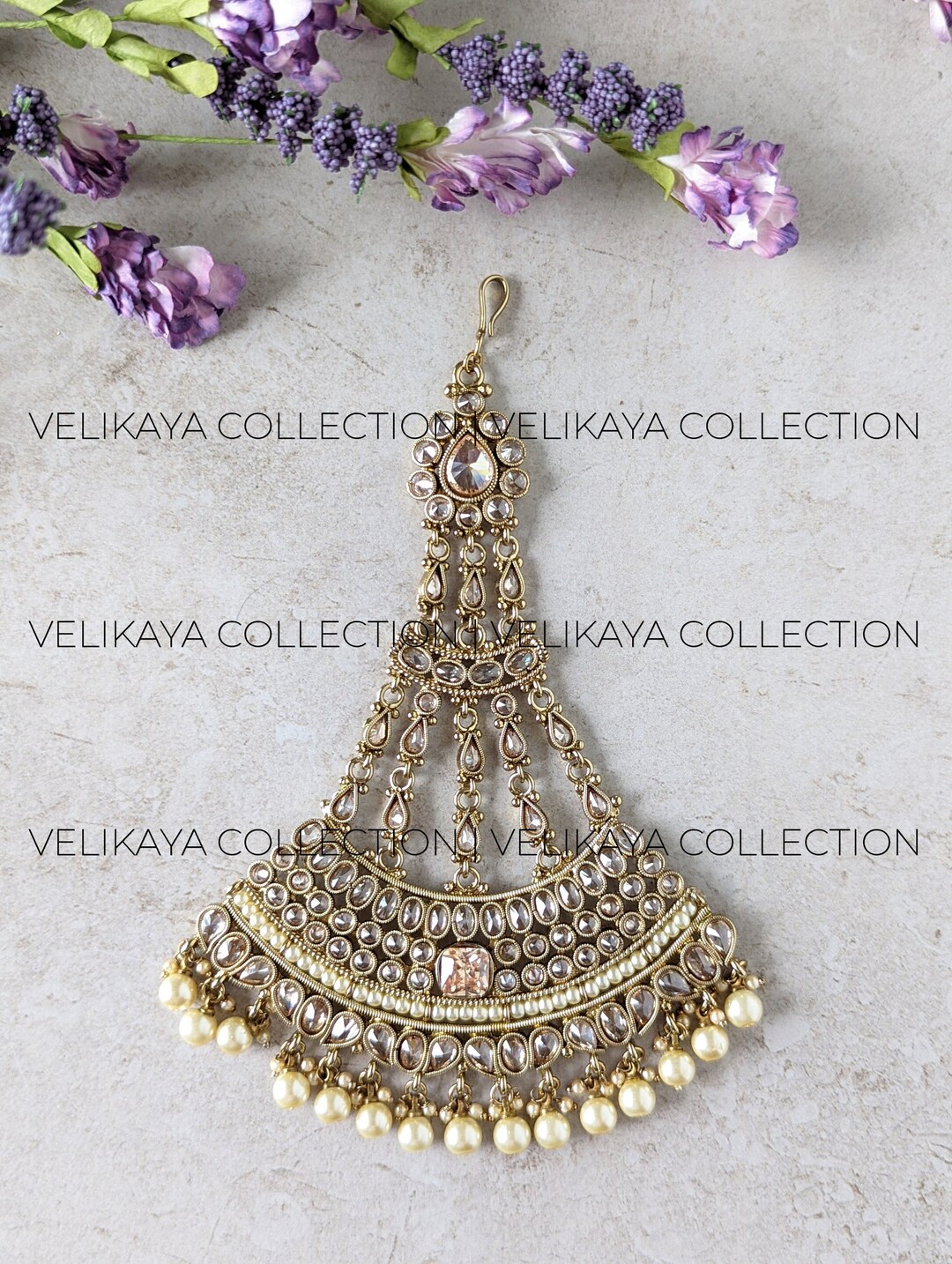Large Pearl Jhumar / Antique Gold Pasa / Indian Jewelry / Pakistani ...