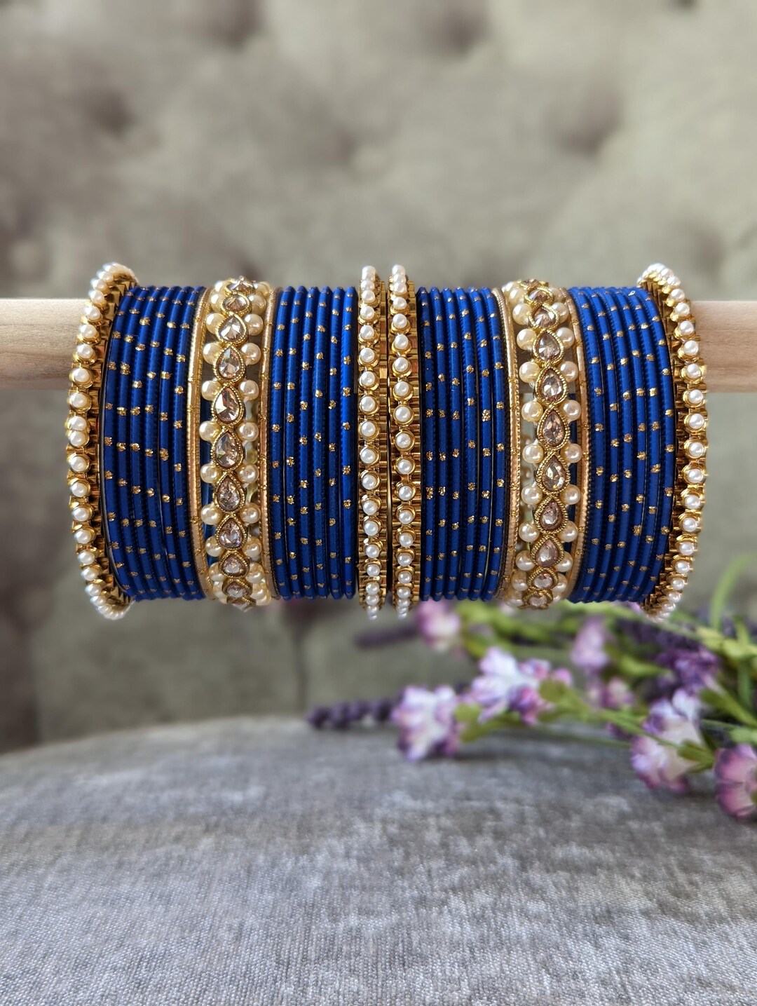 Blue Gold Bangles Set Indian Jewelry Pakistani Jewelry Punjabi Jewelry ...