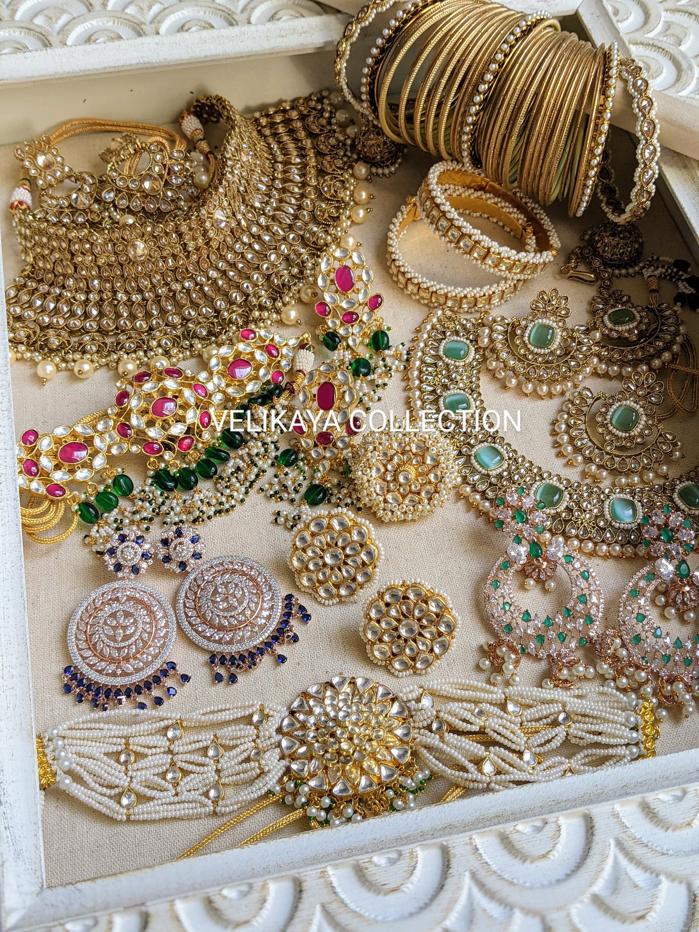 Emerald Kundan Pasa Gold Plated Bridal Jhumar Side Tikka Indian Wedding ...