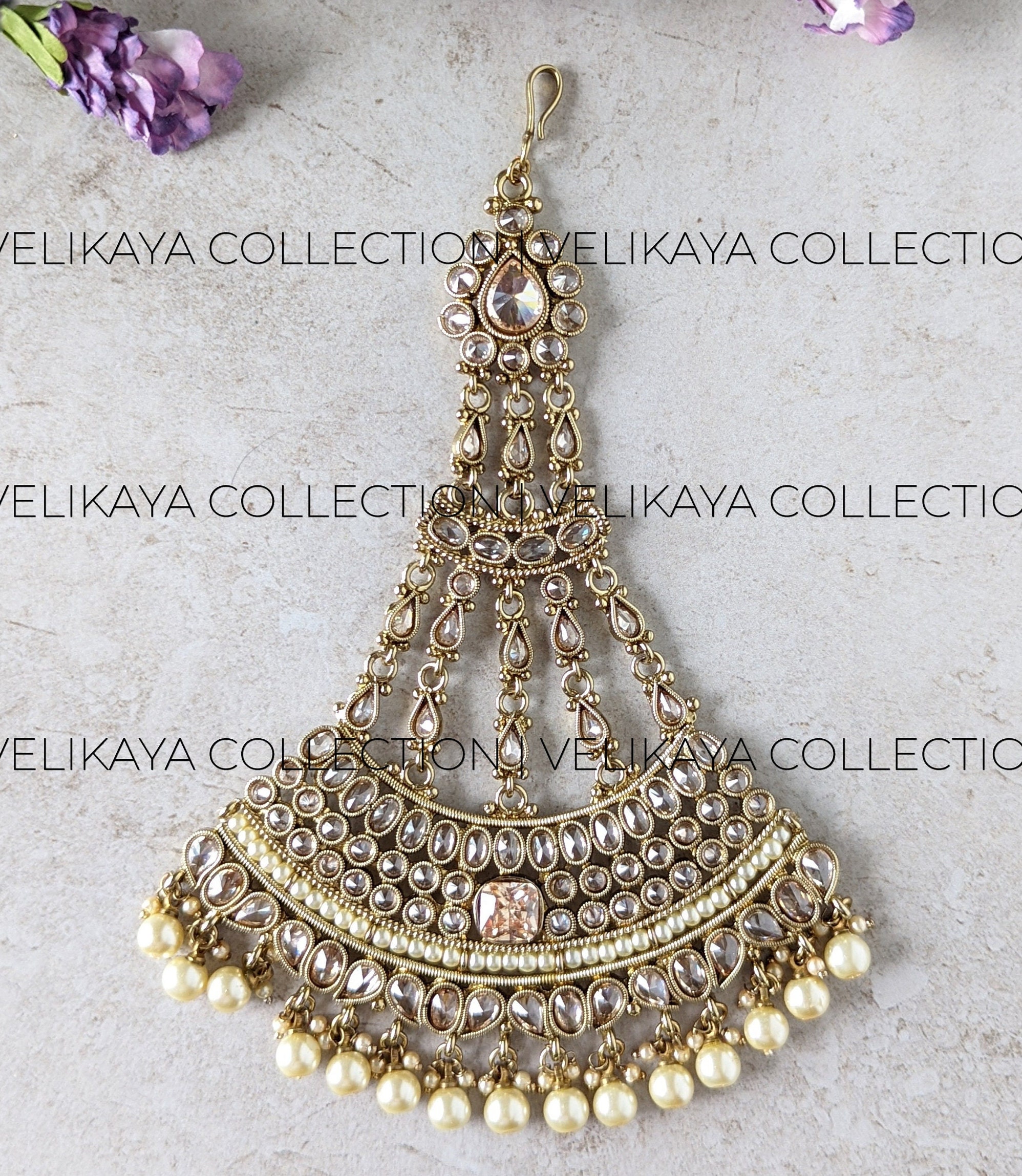 Large Pearl Jhumar / Antique Gold Pasa / Indian Jewelry / Pakistani ...