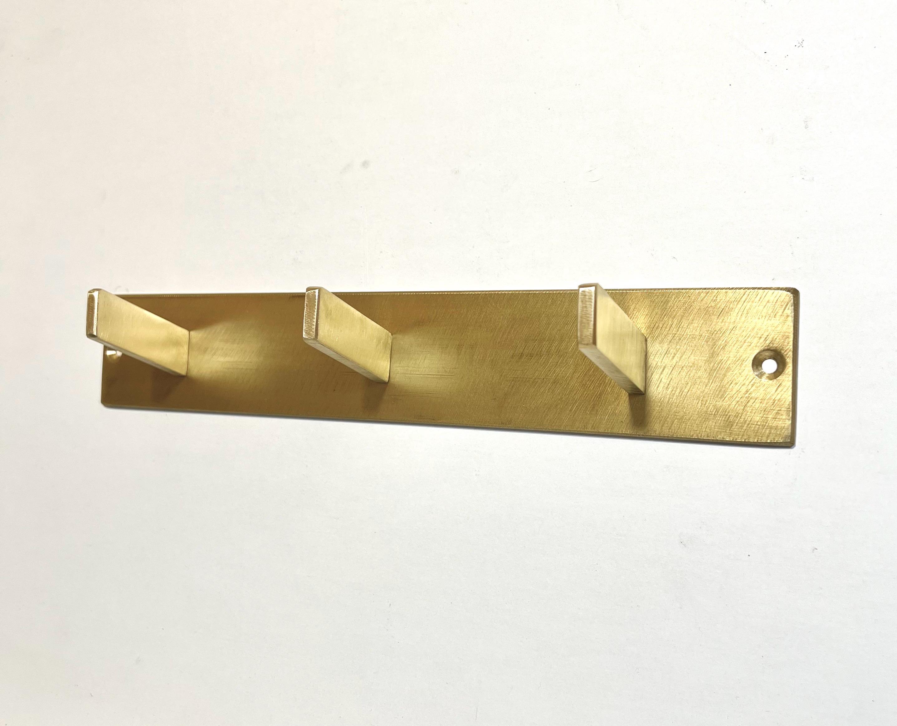 Brass Wall Mount Coat Rack- Brushed Brass Minimal Wall Mounted Coat ...