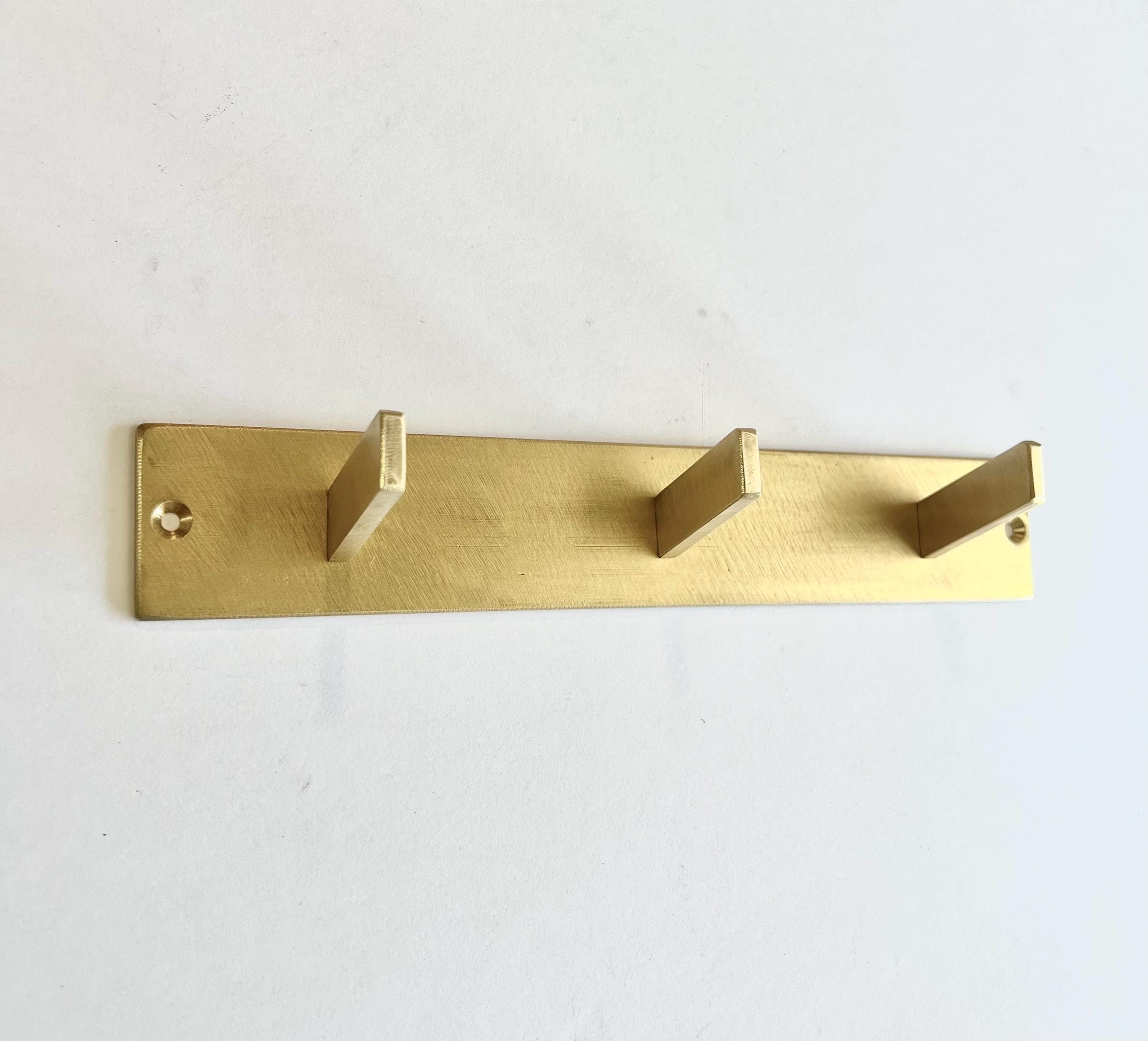 Brass Wall Mount Coat Rack- Brushed Brass Minimal Wall Mounted Coat ...