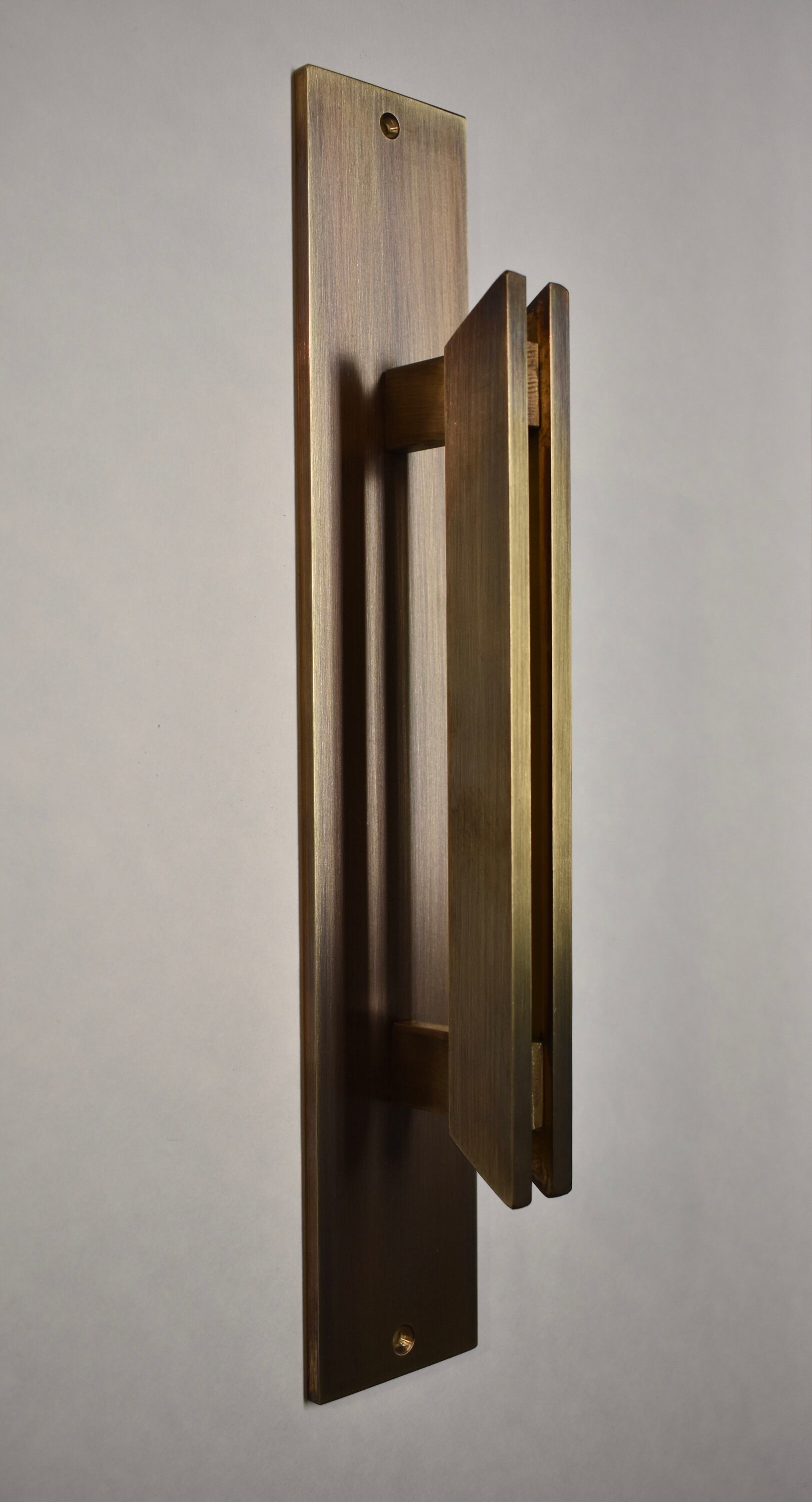 Door Pull Handle Solid Brass Backplate and Brass Twin Bar Minimal Door ...
